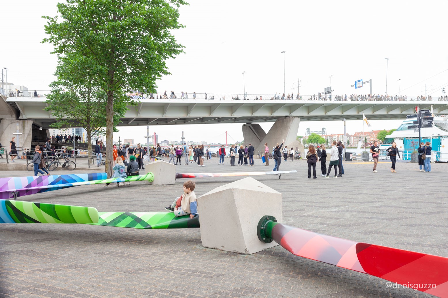 Wind turbine blades being used as park benches on the Rotterdam ...